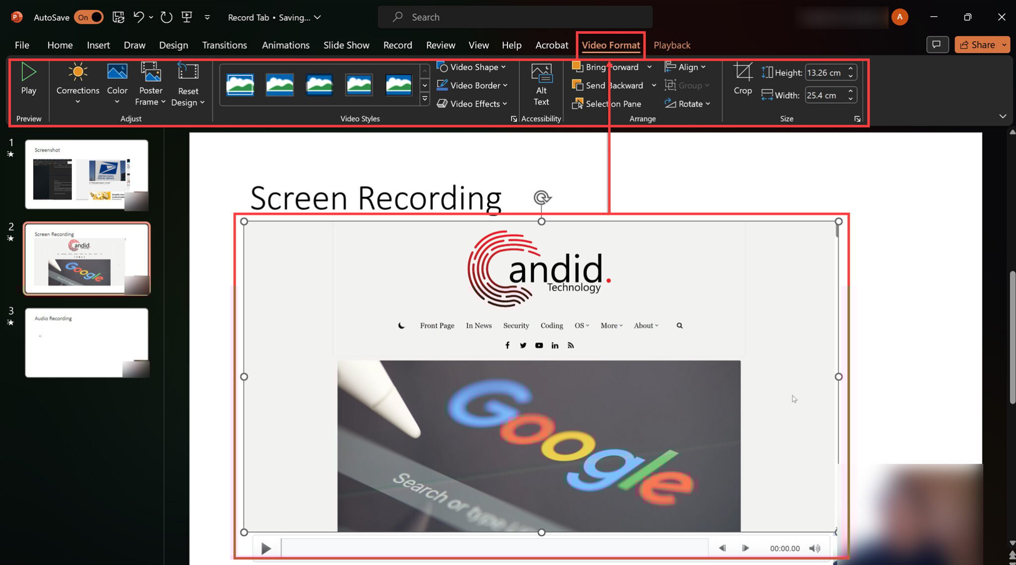 How to use the record tab in PowerPoint