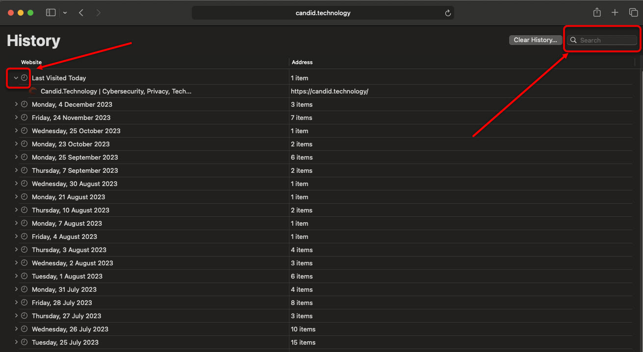 How to find the history on Mac?