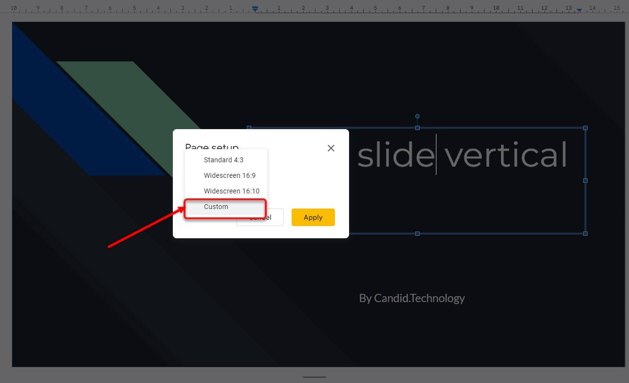 How to make Google Slides vertical?