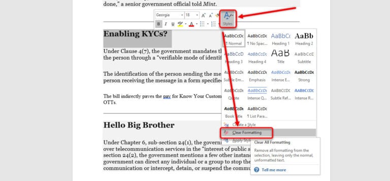 How to remove headings from a Word document?