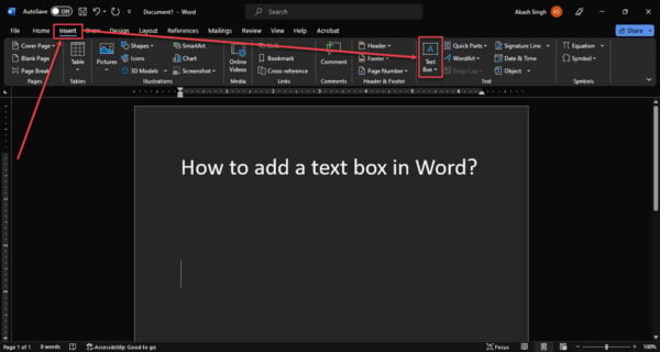 How to add a text box in Word?