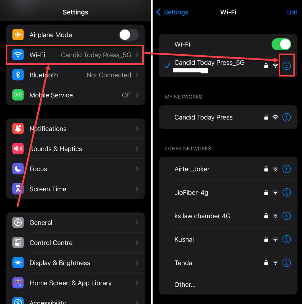 How to change the WiFi password on iPhone?