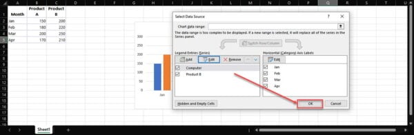How to change the series name in Excel?