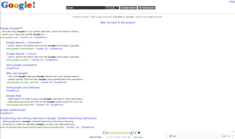 How did Google look when it launched in 1998?