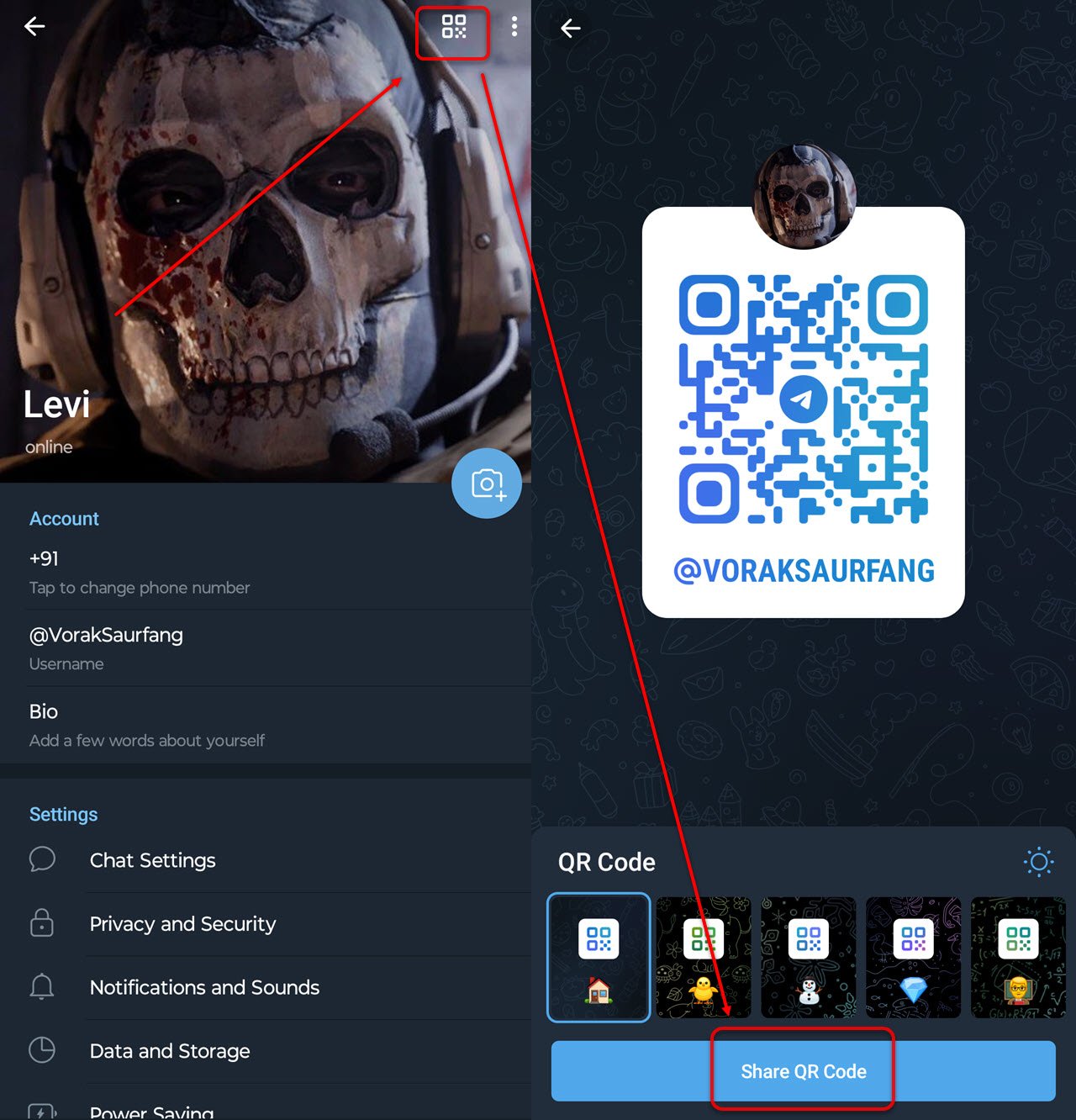 How to scan QR code in Telegram?
