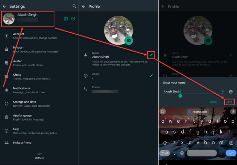 How to add my name to a WhatsApp message?