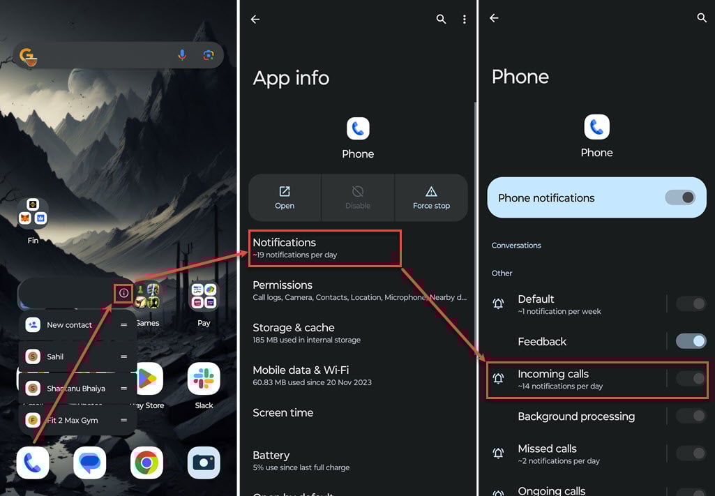 What to do if the incoming calls don't show up on the screen?