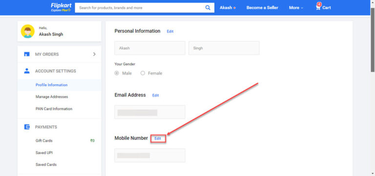 How to change your Flipkart mobile number?
