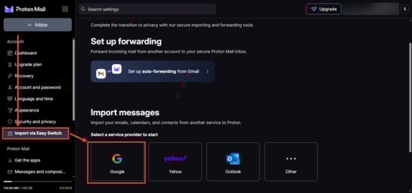 How to transfer your data from Gmail to Protonmail?